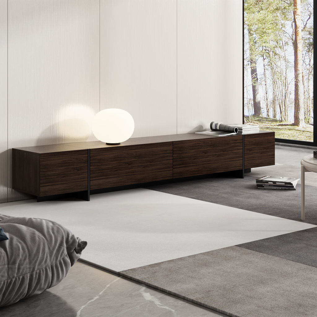 Four-door Wood Grain-color Entertainment Center with Pull-Down Doors ...